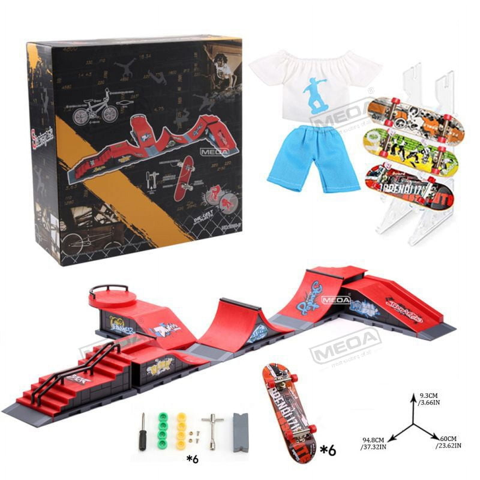 DIY Finger Skatepark 6-in-1 Set Professional Tech Practice Deck Platform Stunt Finger Skateboard ...