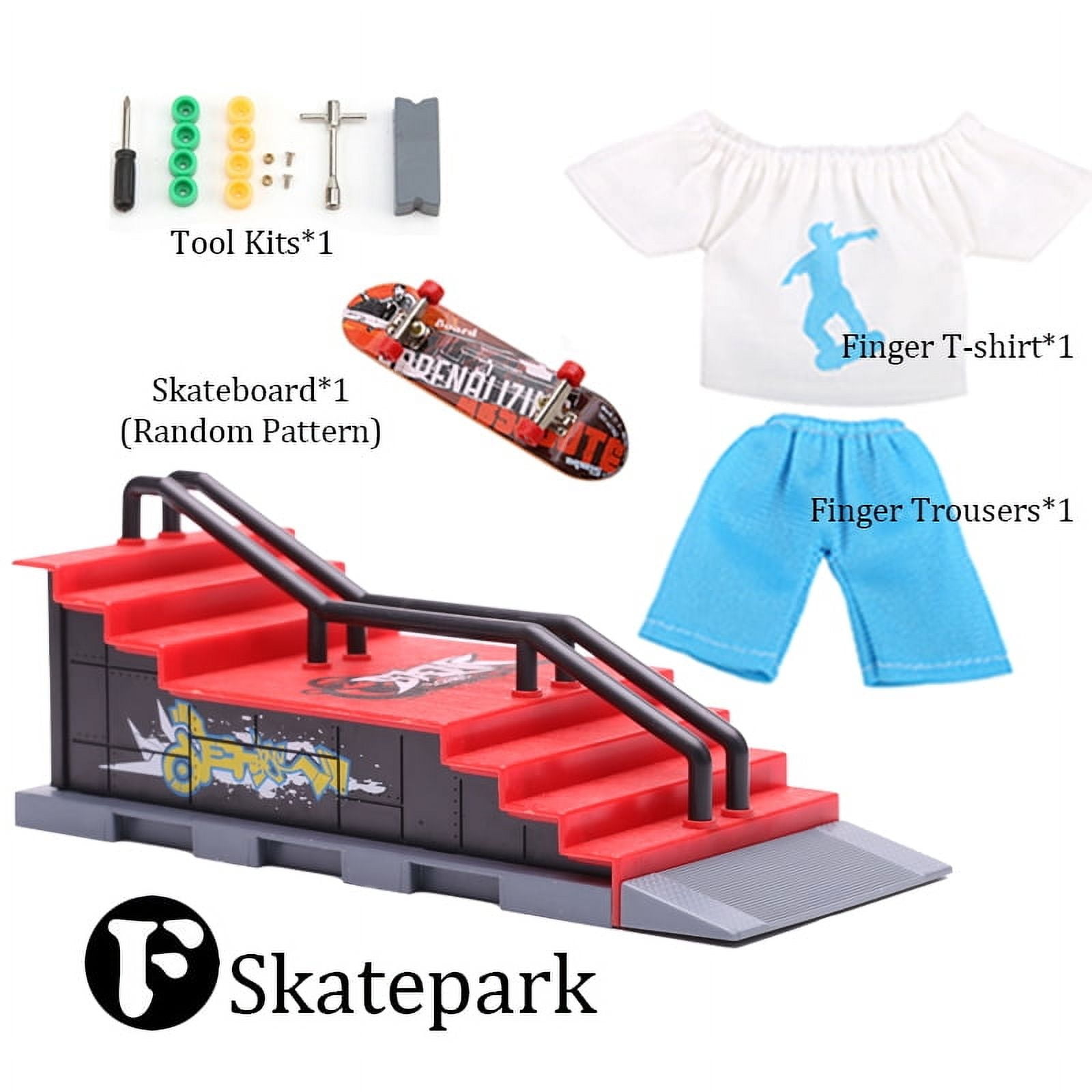 DIY Finger Skatepark 6-in-1 Set Professional Tech Practice Deck Platform Stunt Finger Skateboard ...