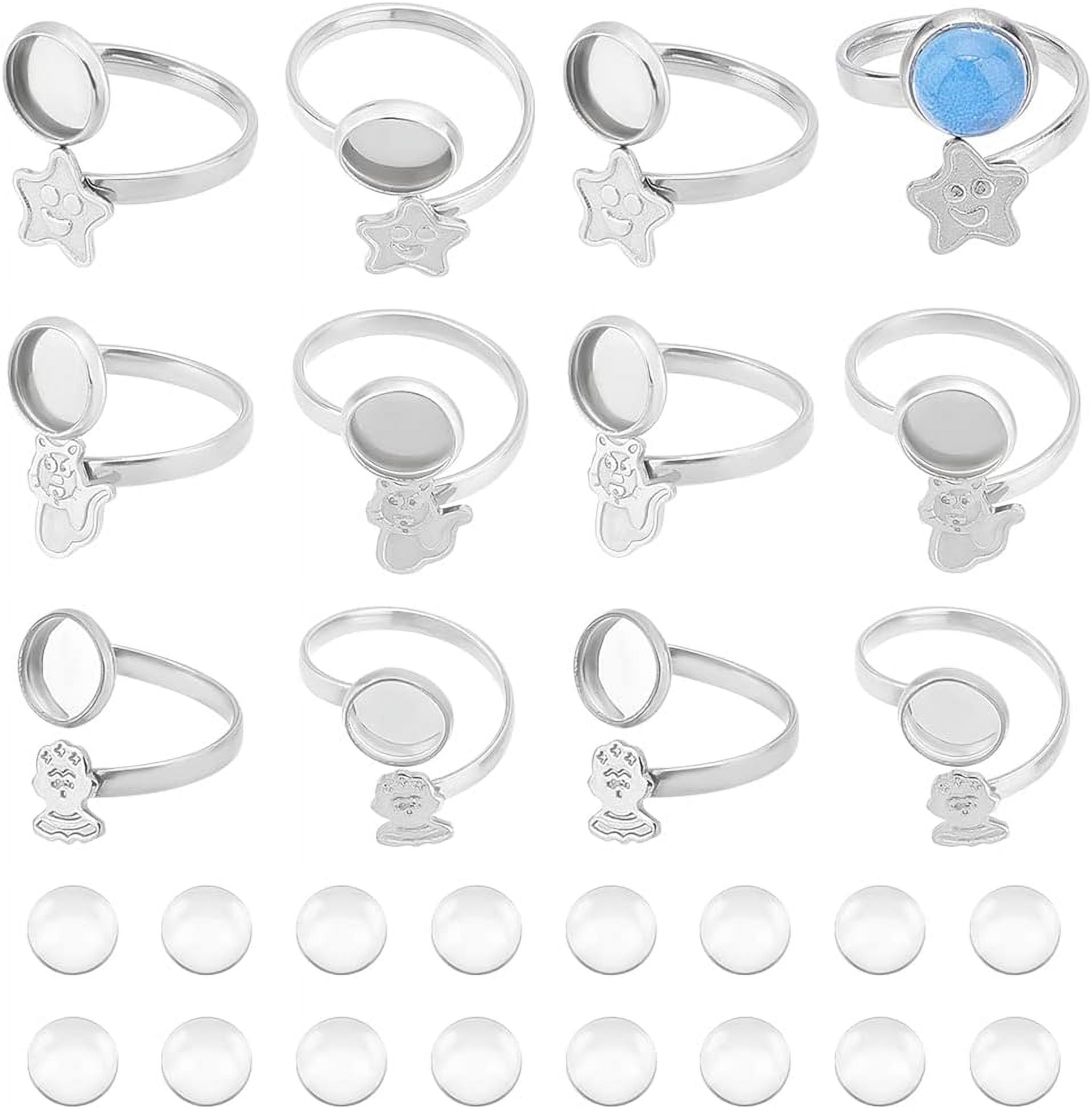 DIY Flat Round Blank Dome Cuff Ring Making Kit Including Cat & Star ...