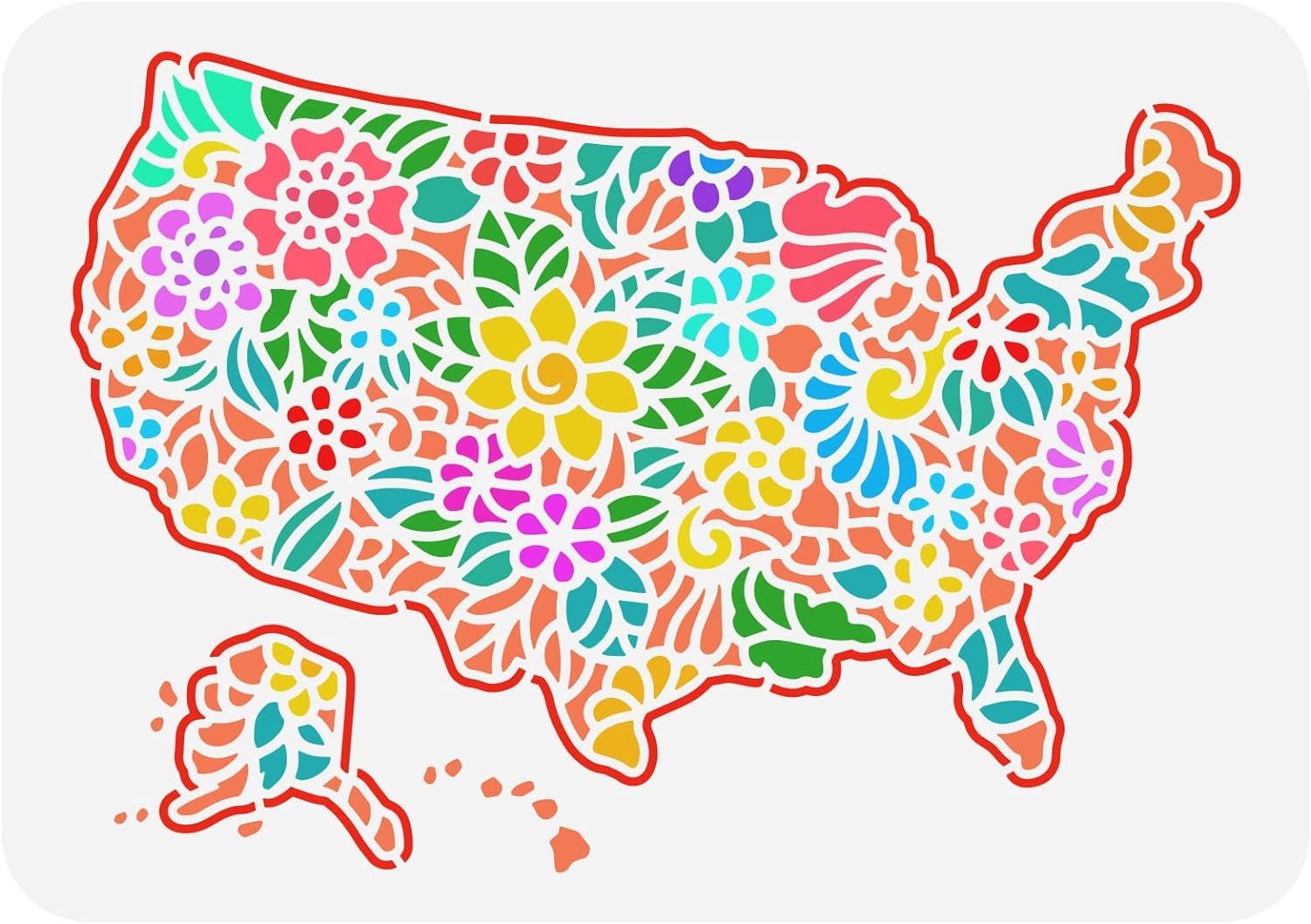 DIY Floral USA Map Stencil 11.7x8.3 inch Hollow Out United States Map ...