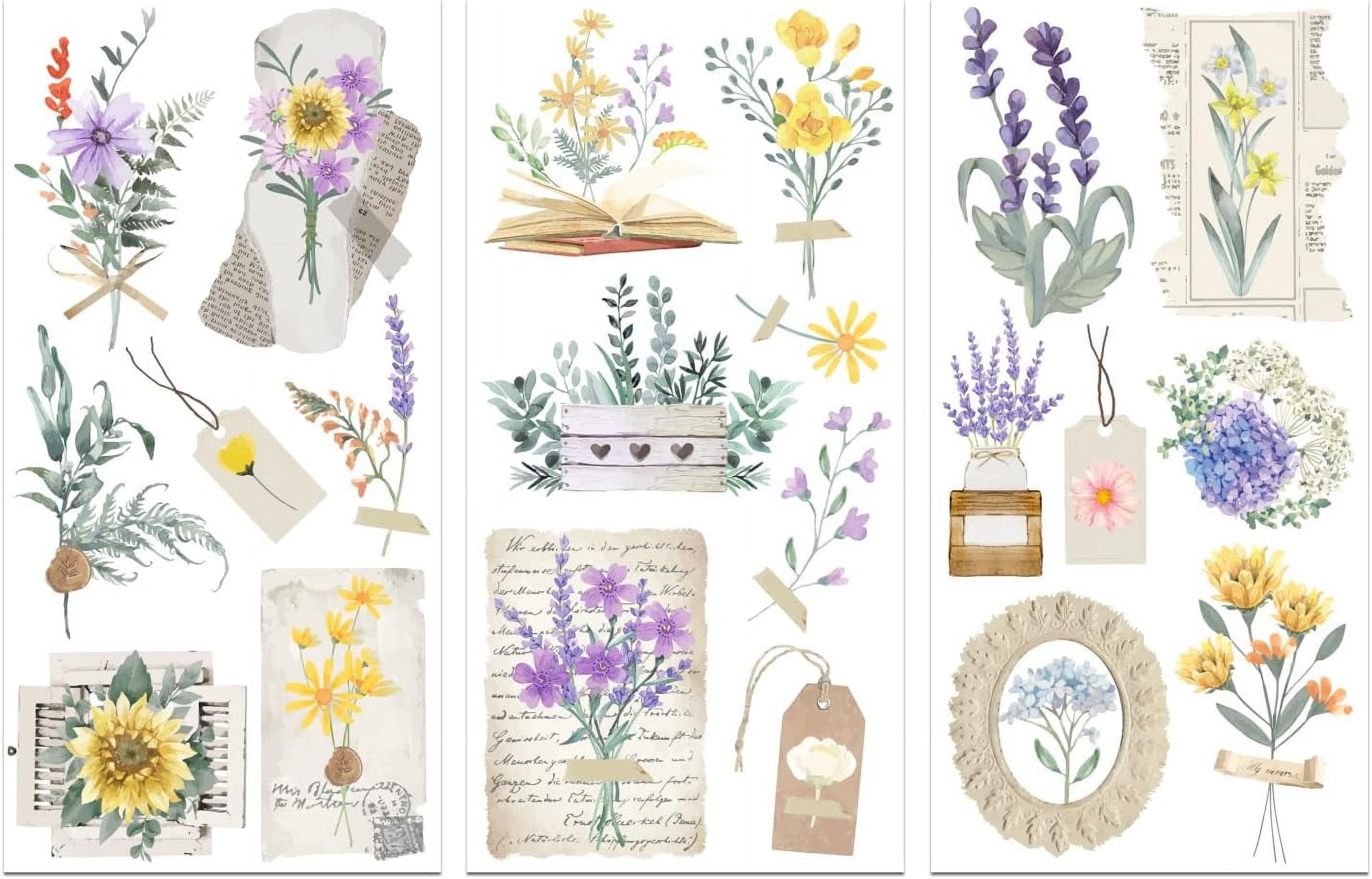 DIY Flower Rub on Transfers for Furniture and Crafts Decals 6x12 inch ...