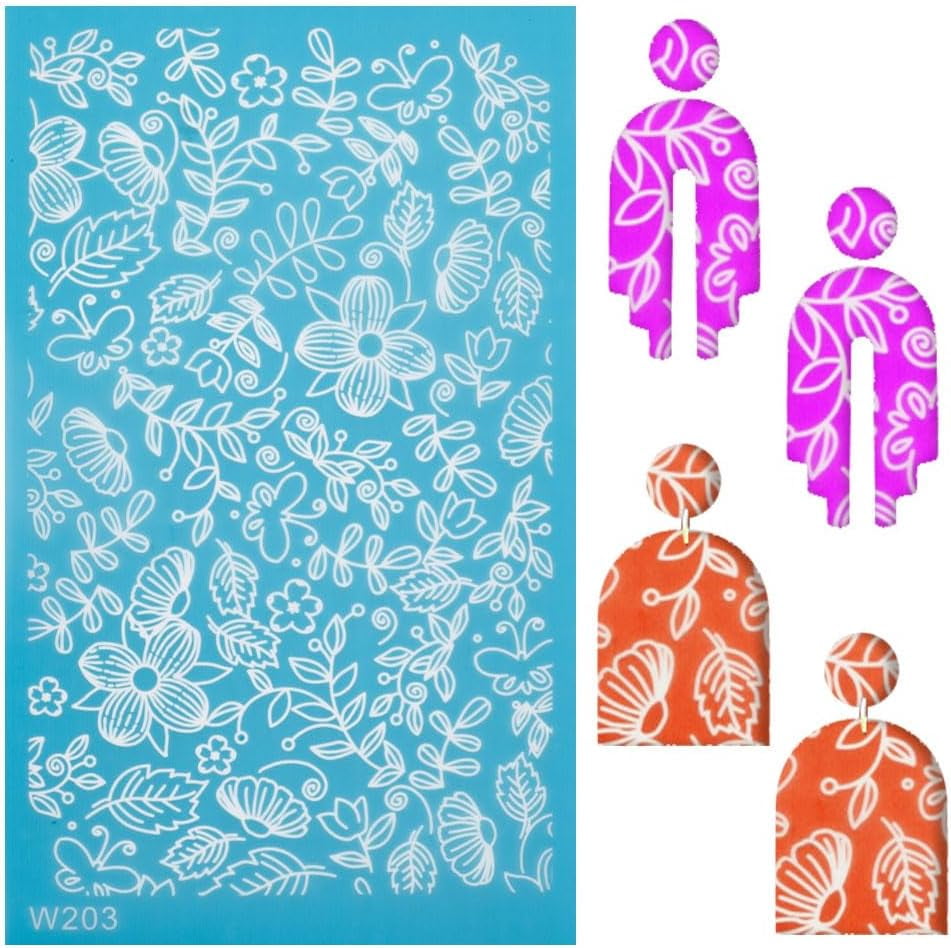 DIY Flower Silk Screen for Polymer Clay Reusable Silkscreen Printing ...