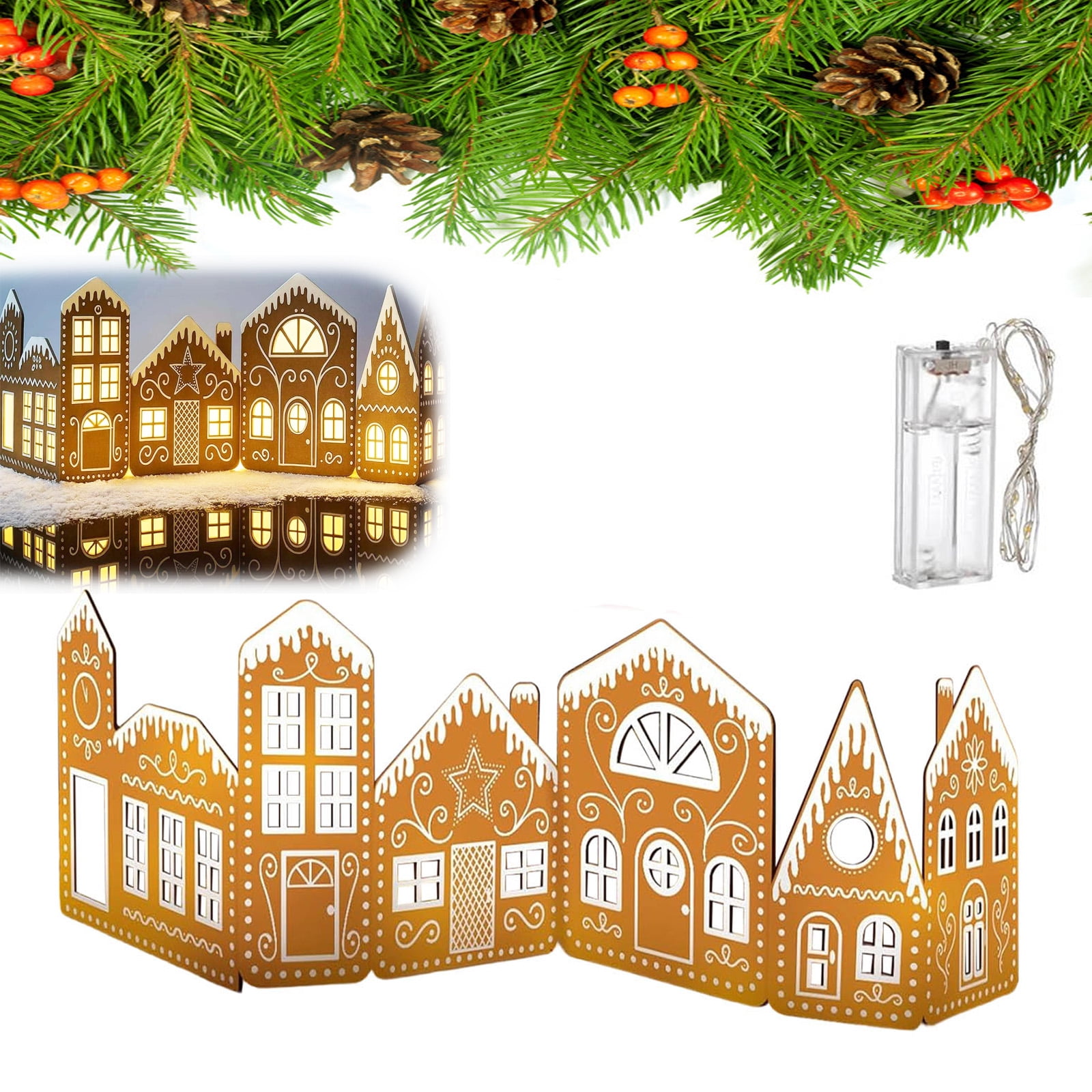 DIY Foldable Christmas Gingerbread House Cardboard Kit with LED Lights ...