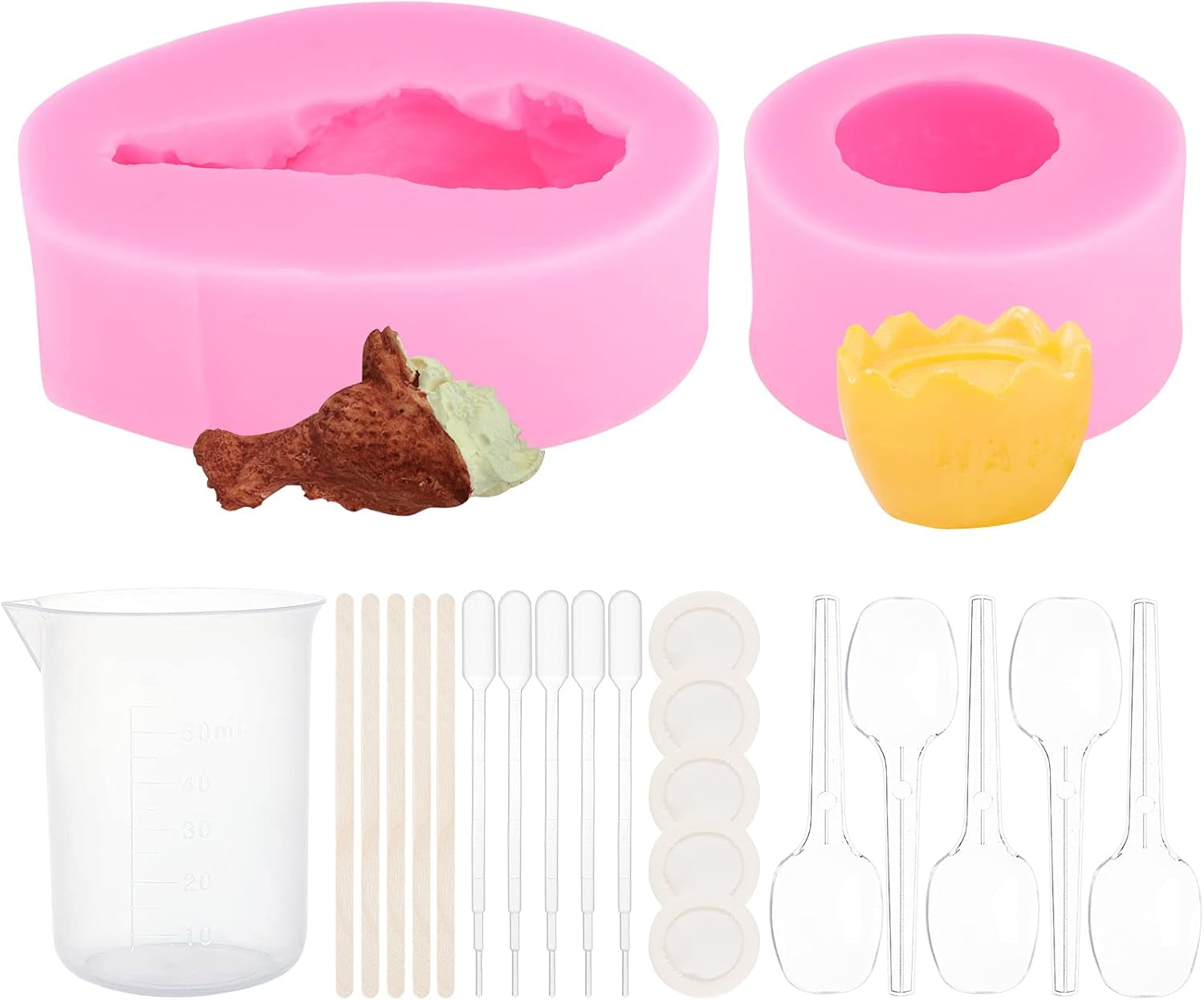 DIY Food Shape Fondant Molds Kits Including Wooden Craft Sticks Plastic ...