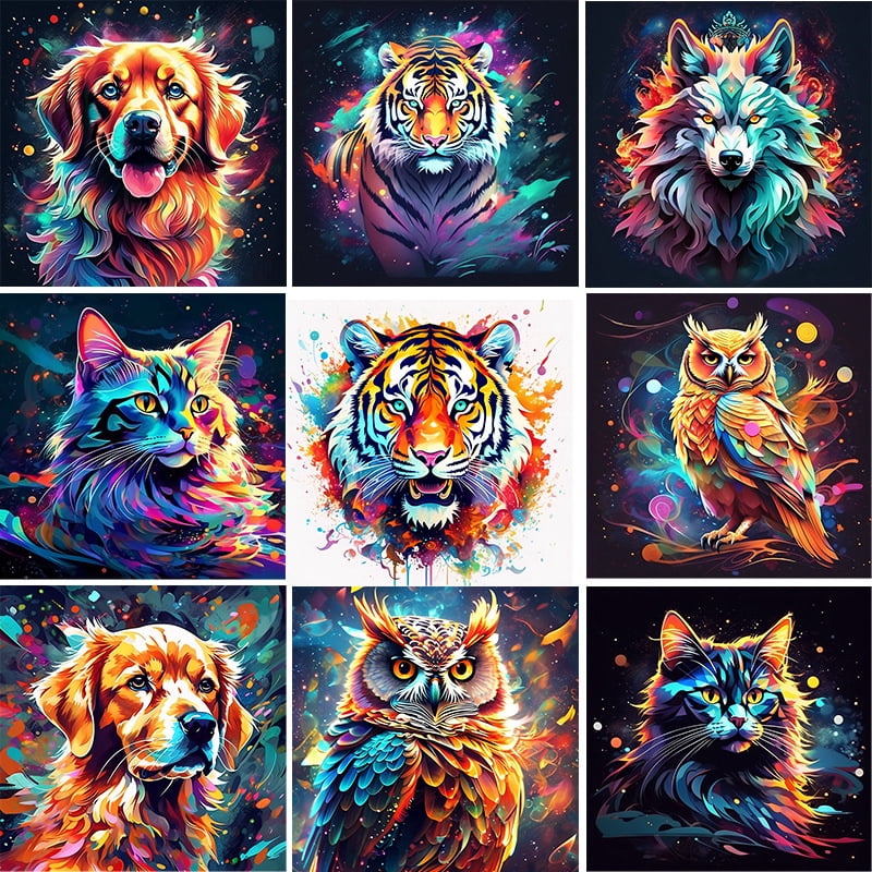 DIY Framed Diamond Painting Cartoon Animal Series Owl 5D Rubik's Cube ...