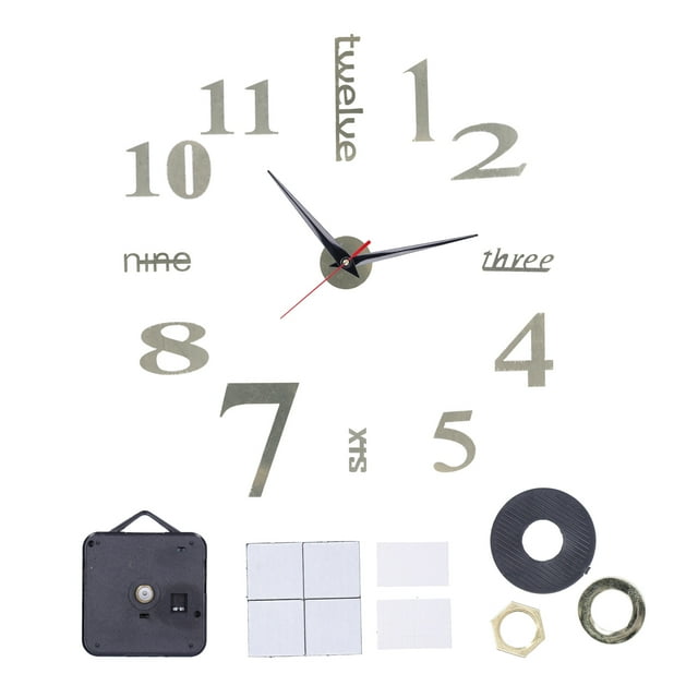 DIY Frameless Wall Clock Mirror Surface Sticker Home Office Living Room ...
