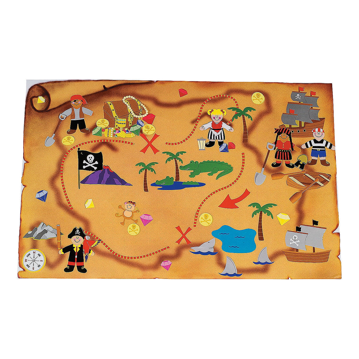 DIY Giant Treasure Map Sticker Scenes, Stationery, Party Supplies, 12 ...