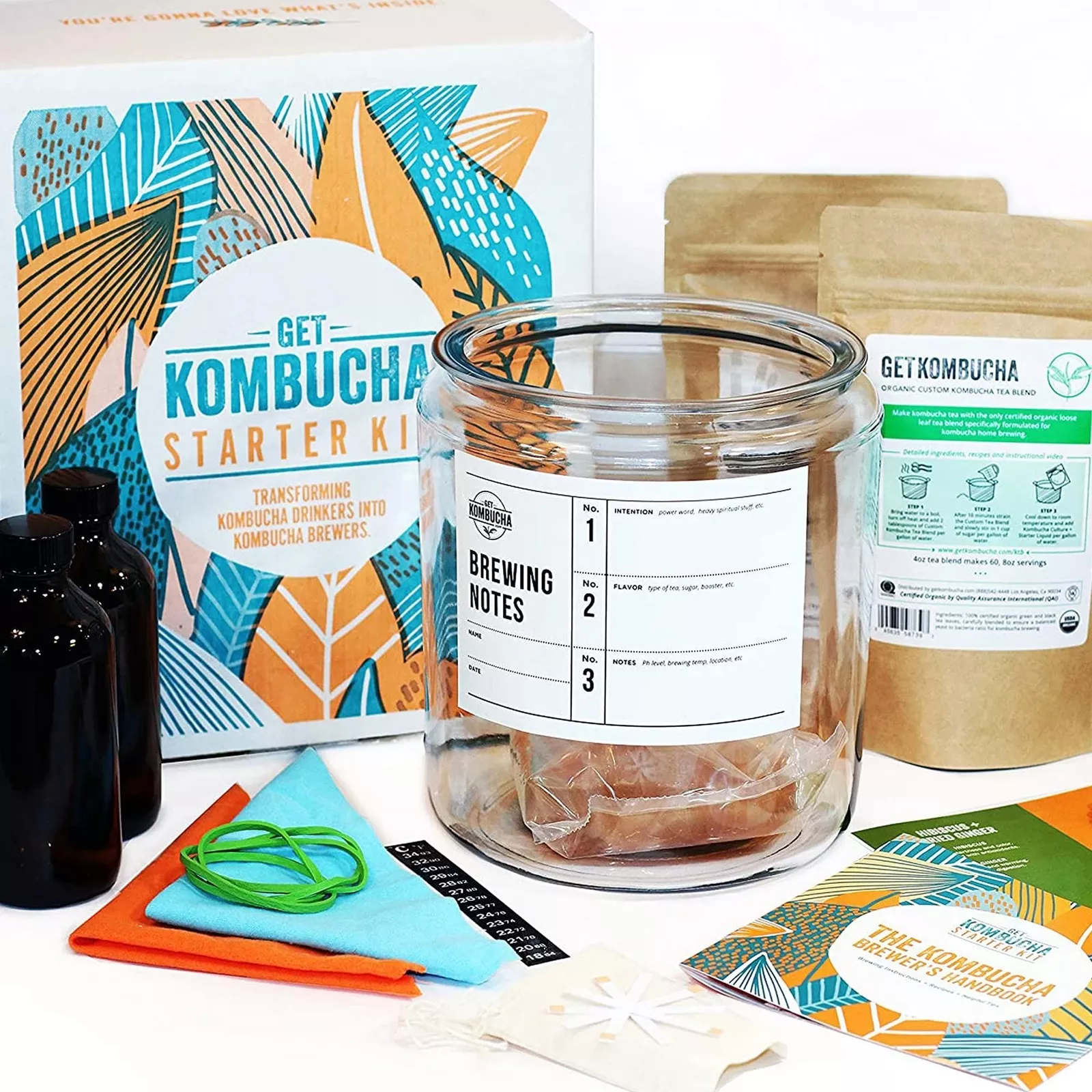 DIY Gift Kits Deluxe Kombucha Starter Kit – Brewing Bundle Includes 6.5 ...