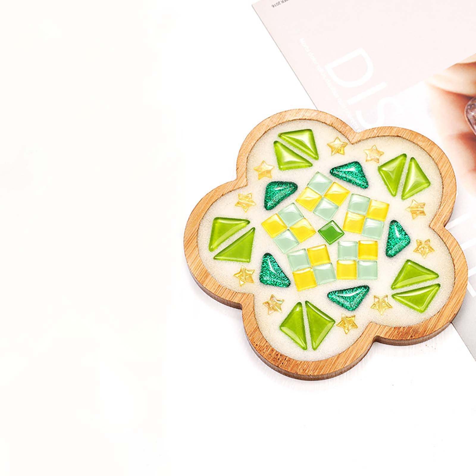 DIY Glass Tiles For Crafts Mixed Color Kits With Wooden For Adults ...