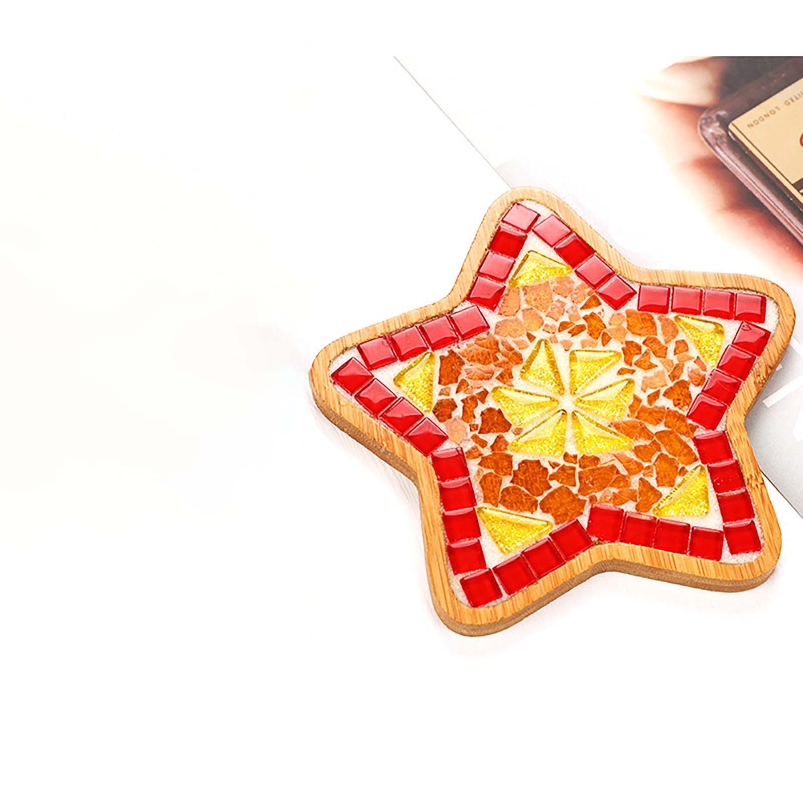 DIY Glass Tiles For Crafts Mixed Color Kits With Wooden For Adults ...