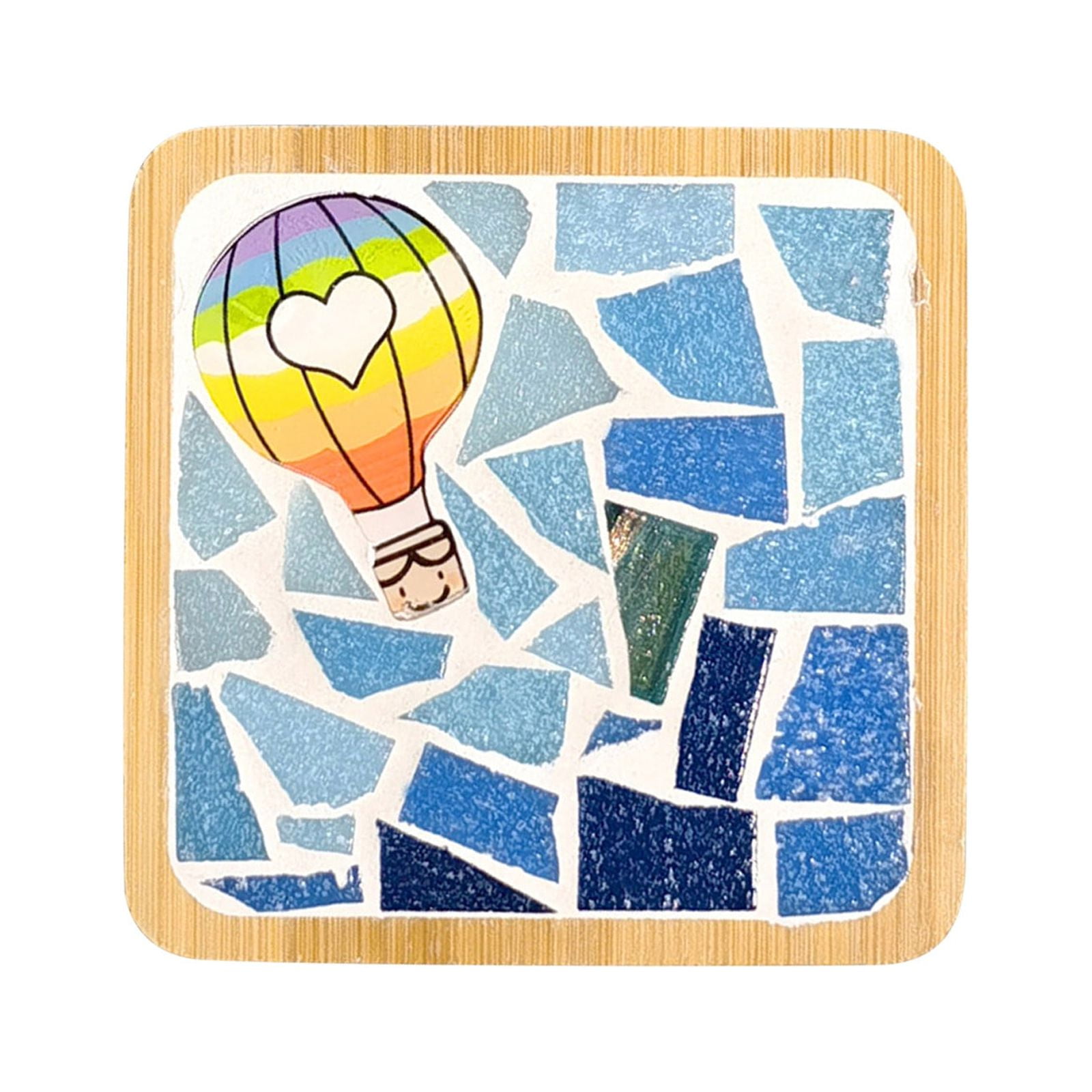 DIY Glass Tiles Mosaic Craft Kit with Wooden Tray, Mixed Color Tiles ...