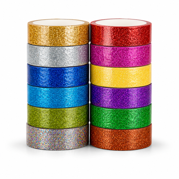 DIY Glitter Washi Tape Set 12 Rolls 118 FT Colored Masking Tape - Art ...