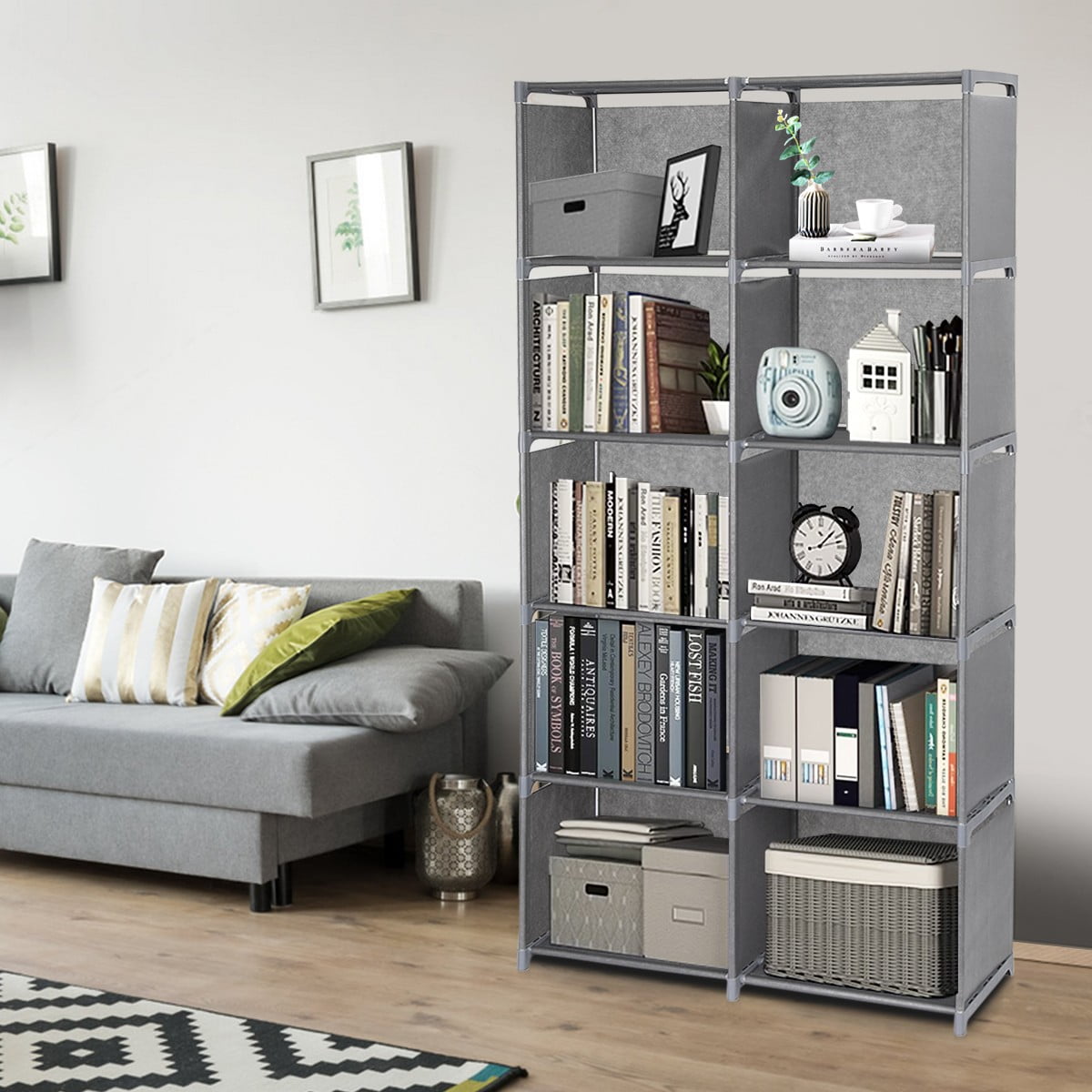 DIY Grid Shelf Bookshelves 10 Cube Storage Organizer Portable Vertical ...