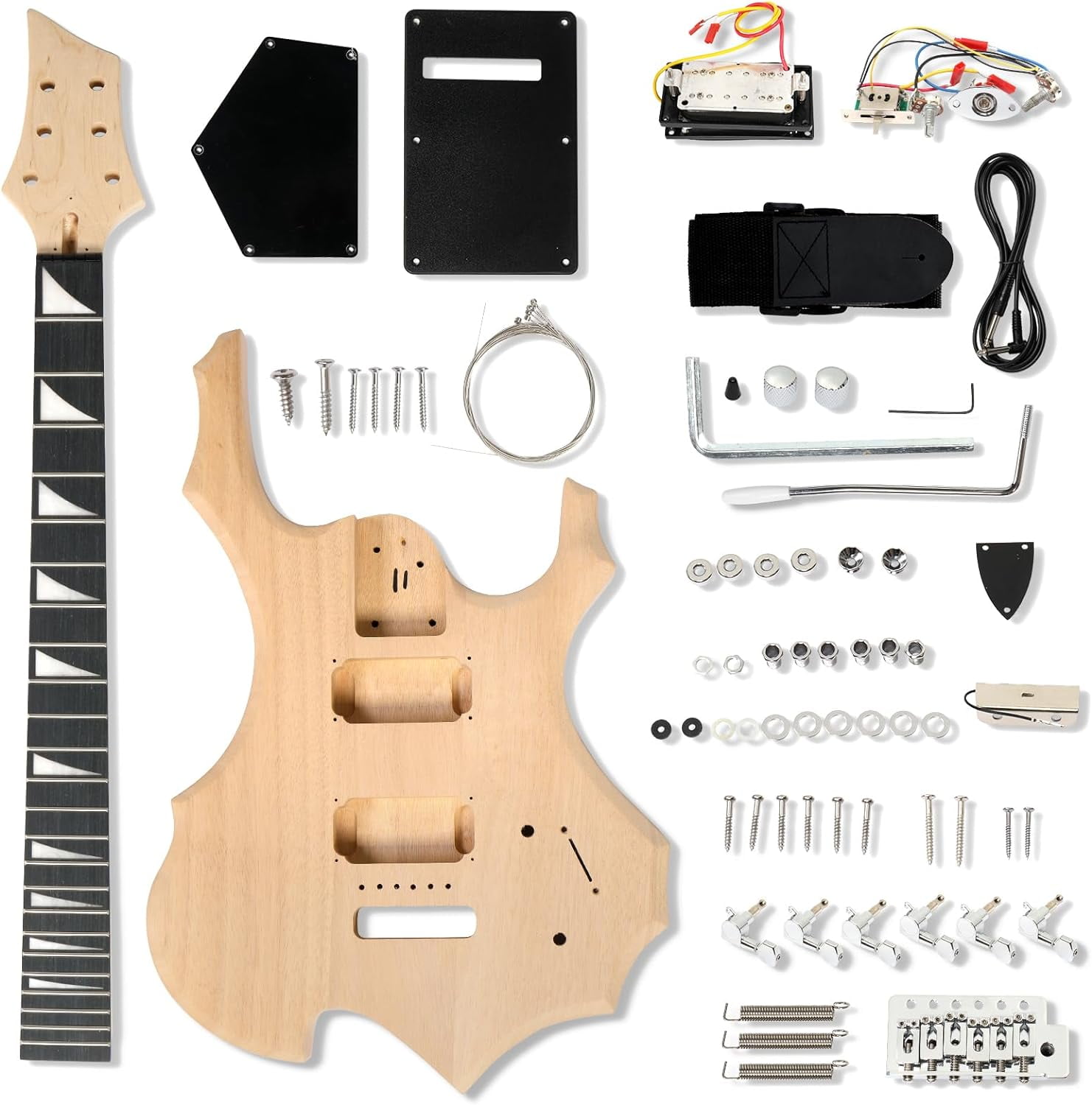 DIY Guitar Kit with Mahogany Body, Ebony Fingerboard and Maple Neck, 6 ...