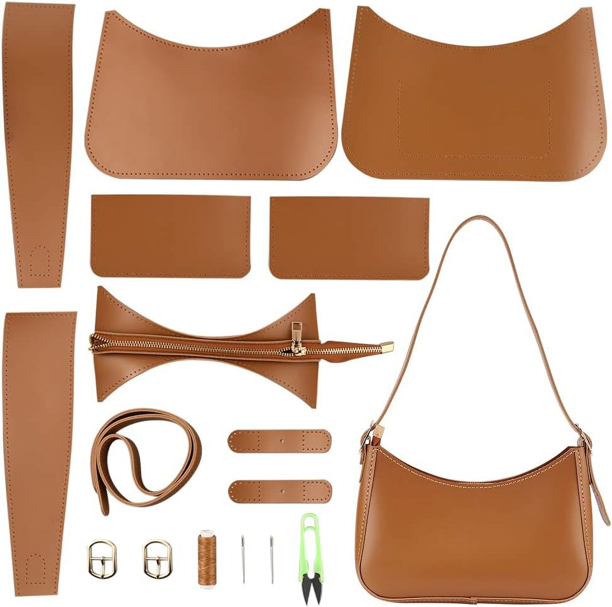 DIY Handbag Making Material Kits PU Leather Shoulder Bag Sewing Kits ...