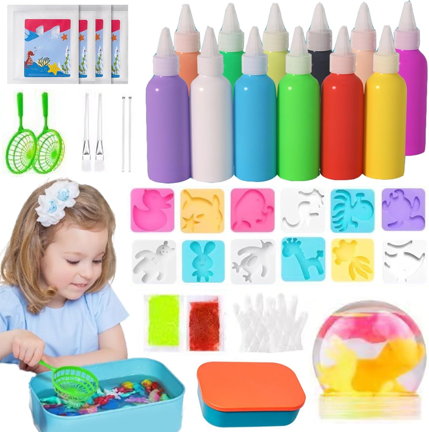 DIY Handmade Water Animal Set, 3D Creative Color Changing Magic Water ...