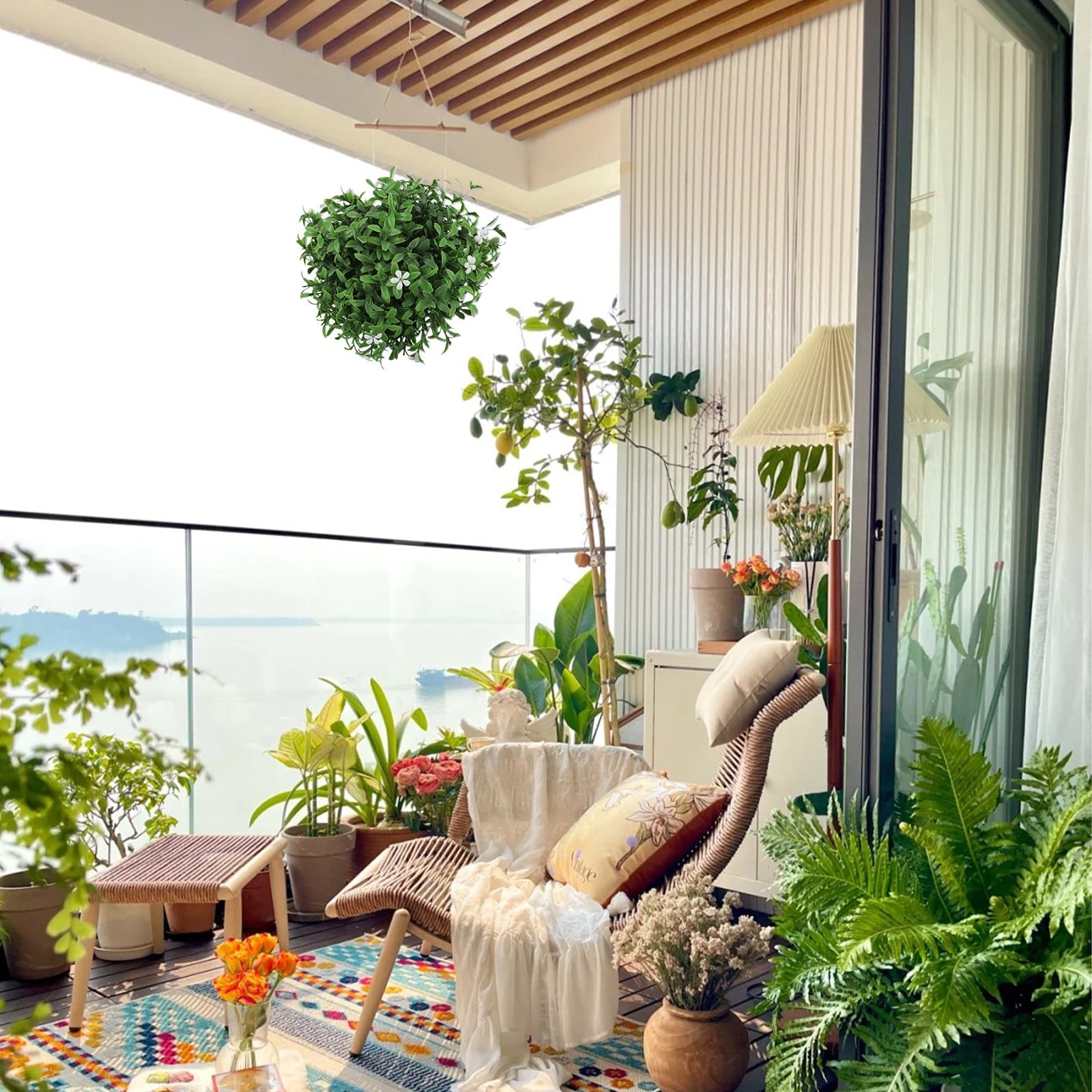 DIY Hanging Basket Decoration with Artificial Rose Flower Ball Topiary - Walmart.com