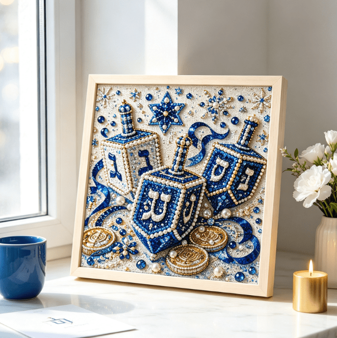 DIY Hanukkah Pearl Art Kit, Festival of Lights DIY Craft Kit for Adults ...