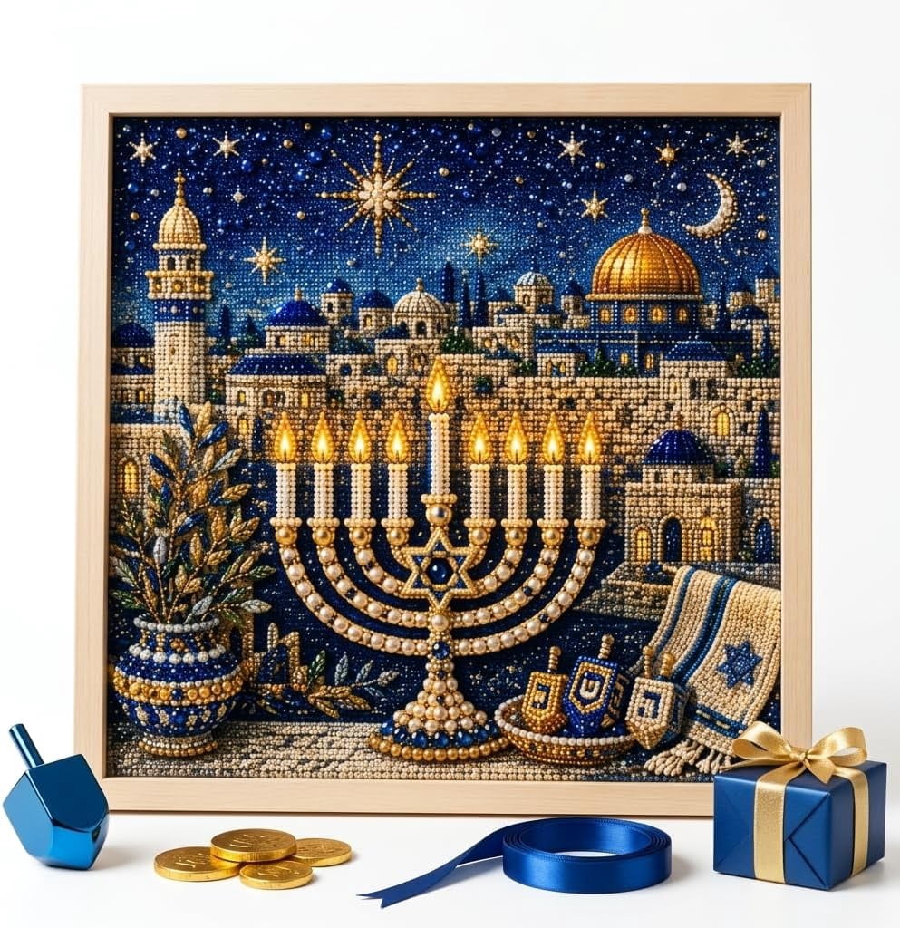 DIY Hanukkah Pearl Art Kit, Pearl Diamond Art Craft with Hanukkah ...