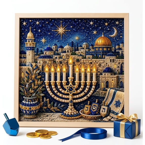 DIY Hanukkah Pearl Art Kit, Pearl Diamond Art Craft with Hanukkah ...