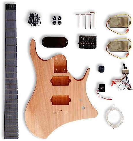 DIY Headless Style Electric Guitar Kits Mahogany Body Hard Maple neck ...
