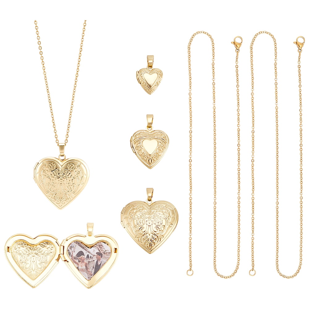 DIY Heart Brass Locket Pendant 304 Stainless Steel Necklace Jewelry ...