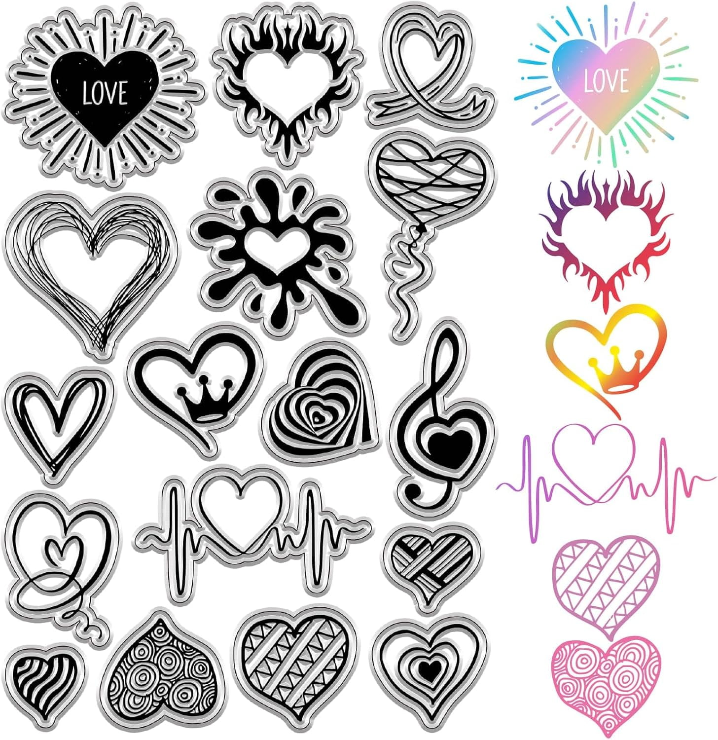 DIY Heart Clear Stamps Valentine's Day Rubber Stamps Vintage PVC ...