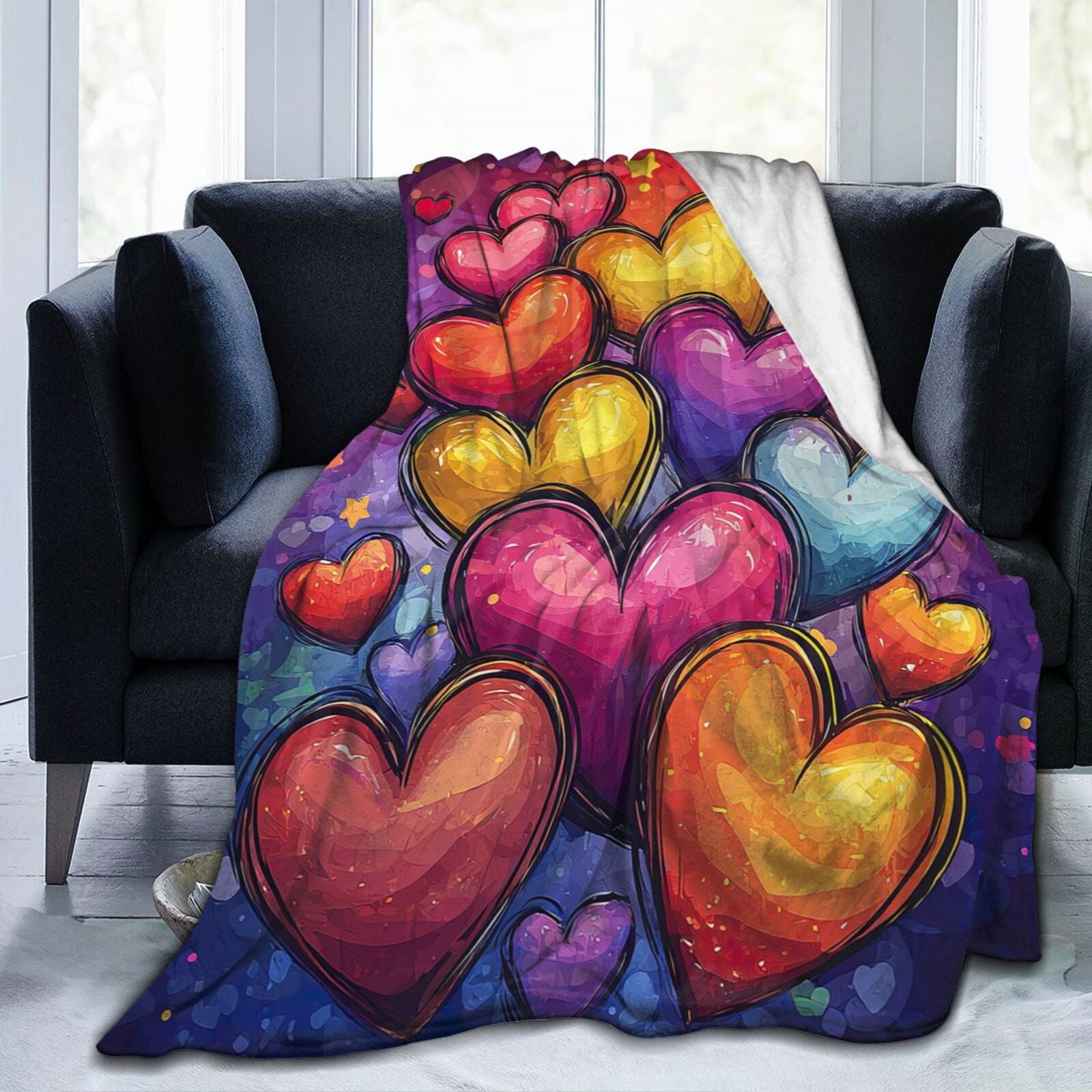 DIY Heart Decor Throw Blanket Ultra Soft Cozy Decorative Flannel ...