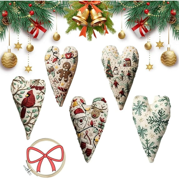 DIY Heart Shaped Hand Embroidered Christmas Ornament, 2026 New ...