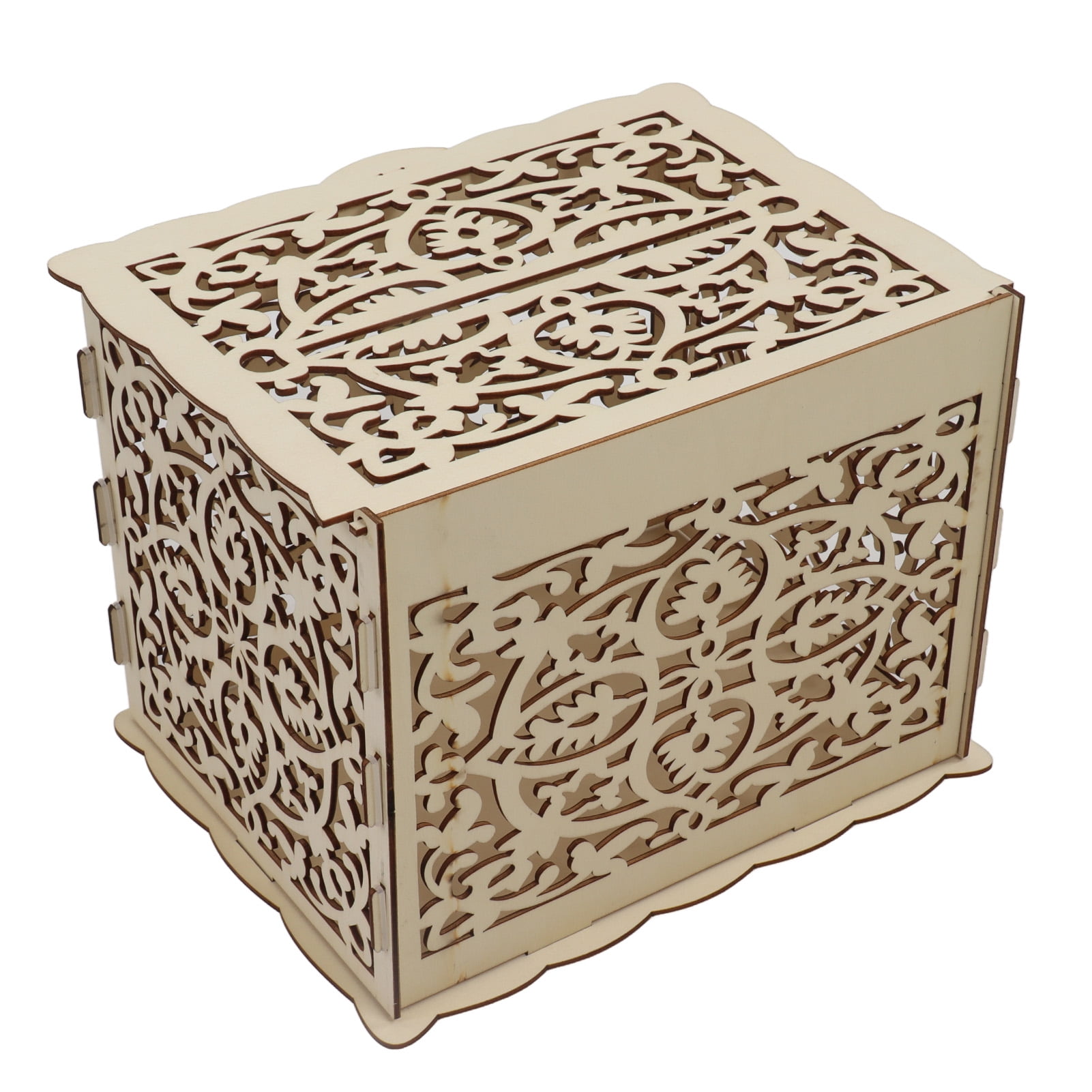 DIY Hollow Wooden Box Gift Card Case Wedding Reception Decoration Box ...