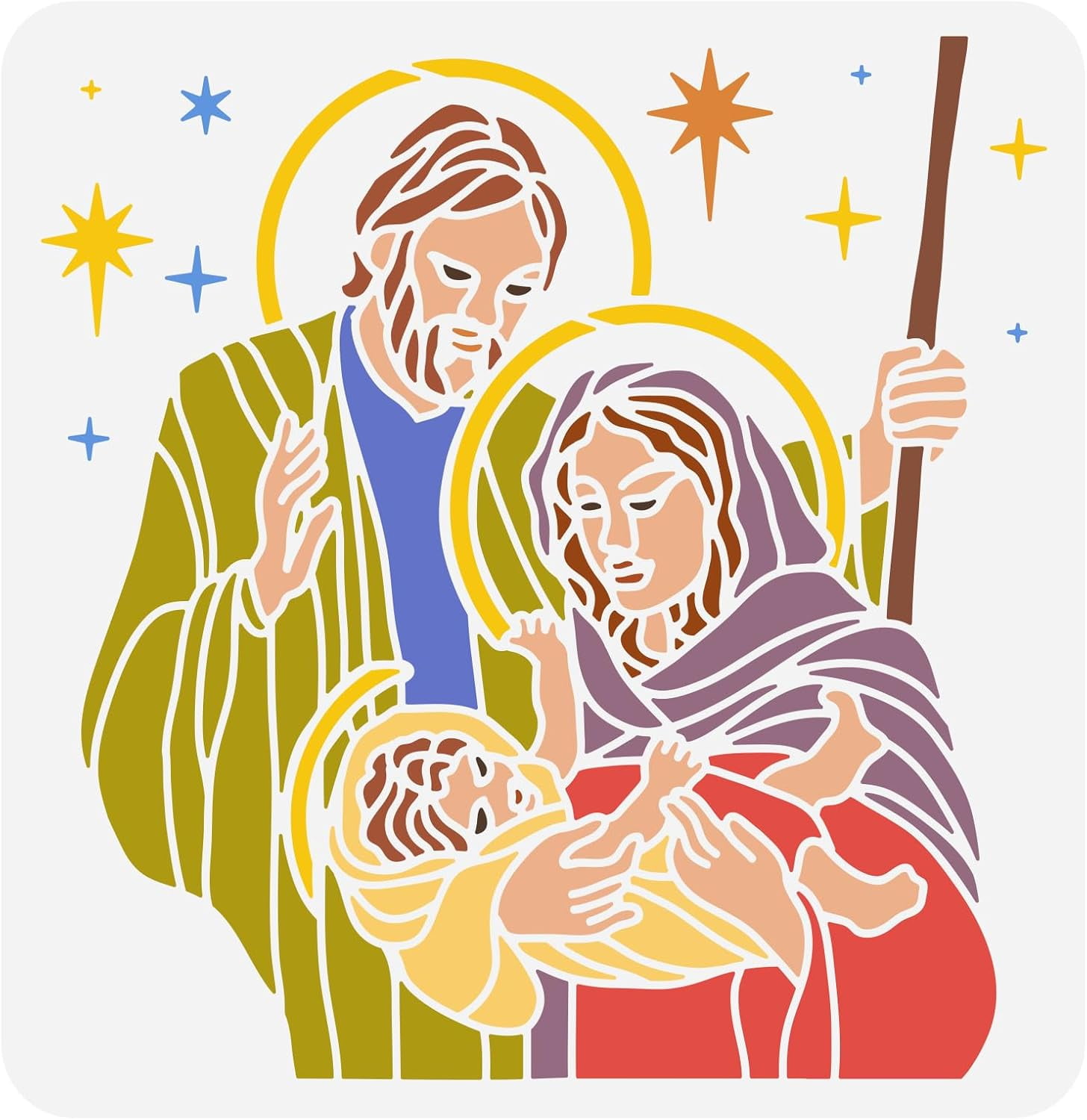 DIY Holy Family Stencil 11.8x11.8 inch Christmas Nativity Scene Stencil ...