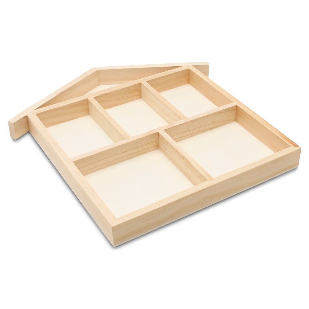 DIY House Shaped Shadow Box 10-inch, Pack of 5, 6-Section Wooden ...