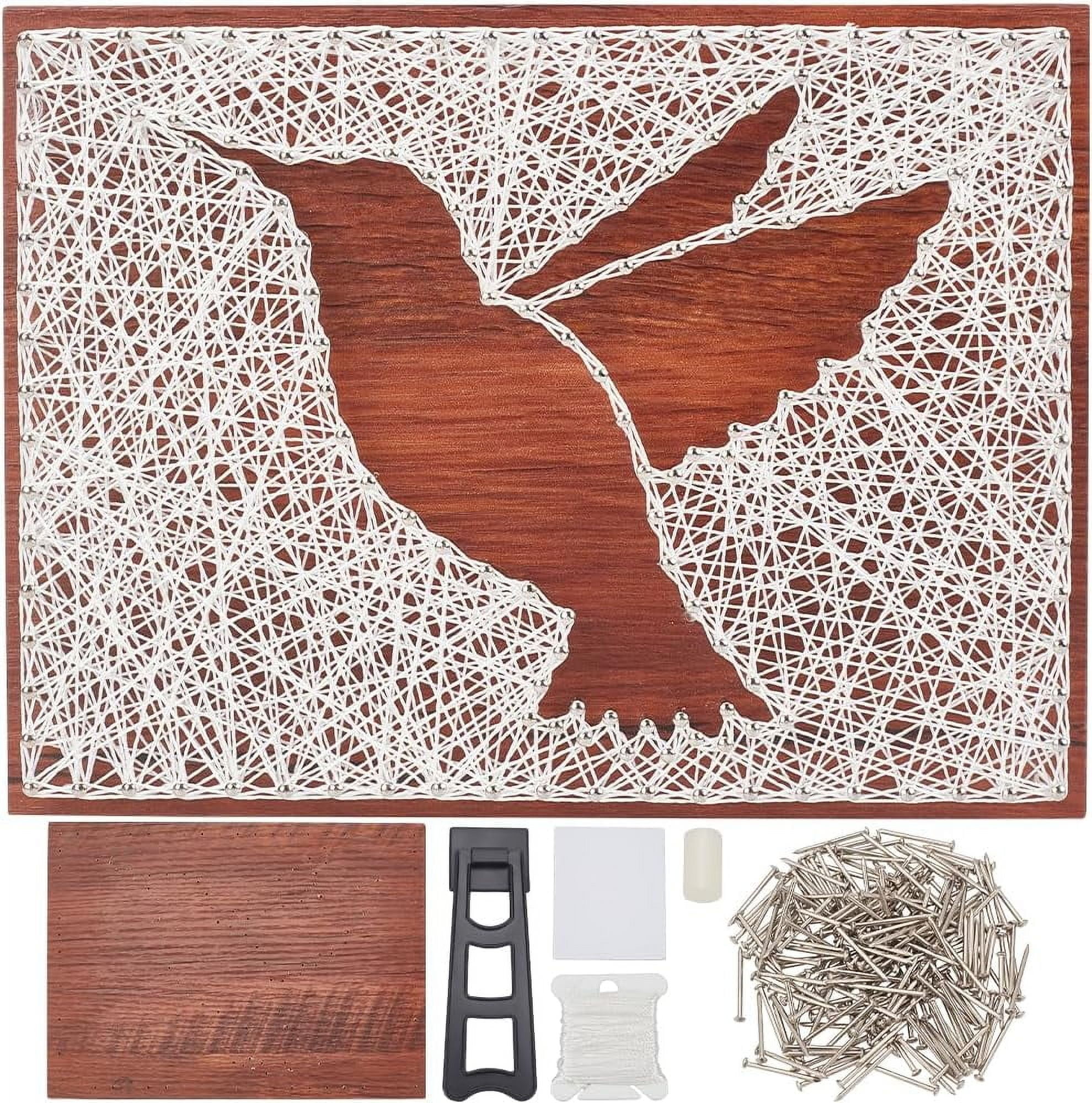 DIY Hummingbird String Art Kit for Beginner Silhouette String Art Pattern DIY Wood Sign Craft ...