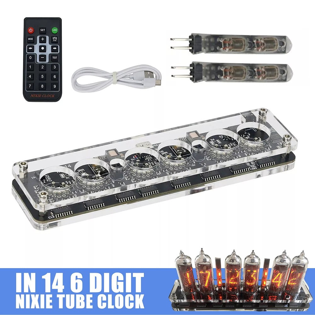 DIY IN-14 Nixie Clock No Glow Tubes Remote USB Digital Alarm Clock W ...