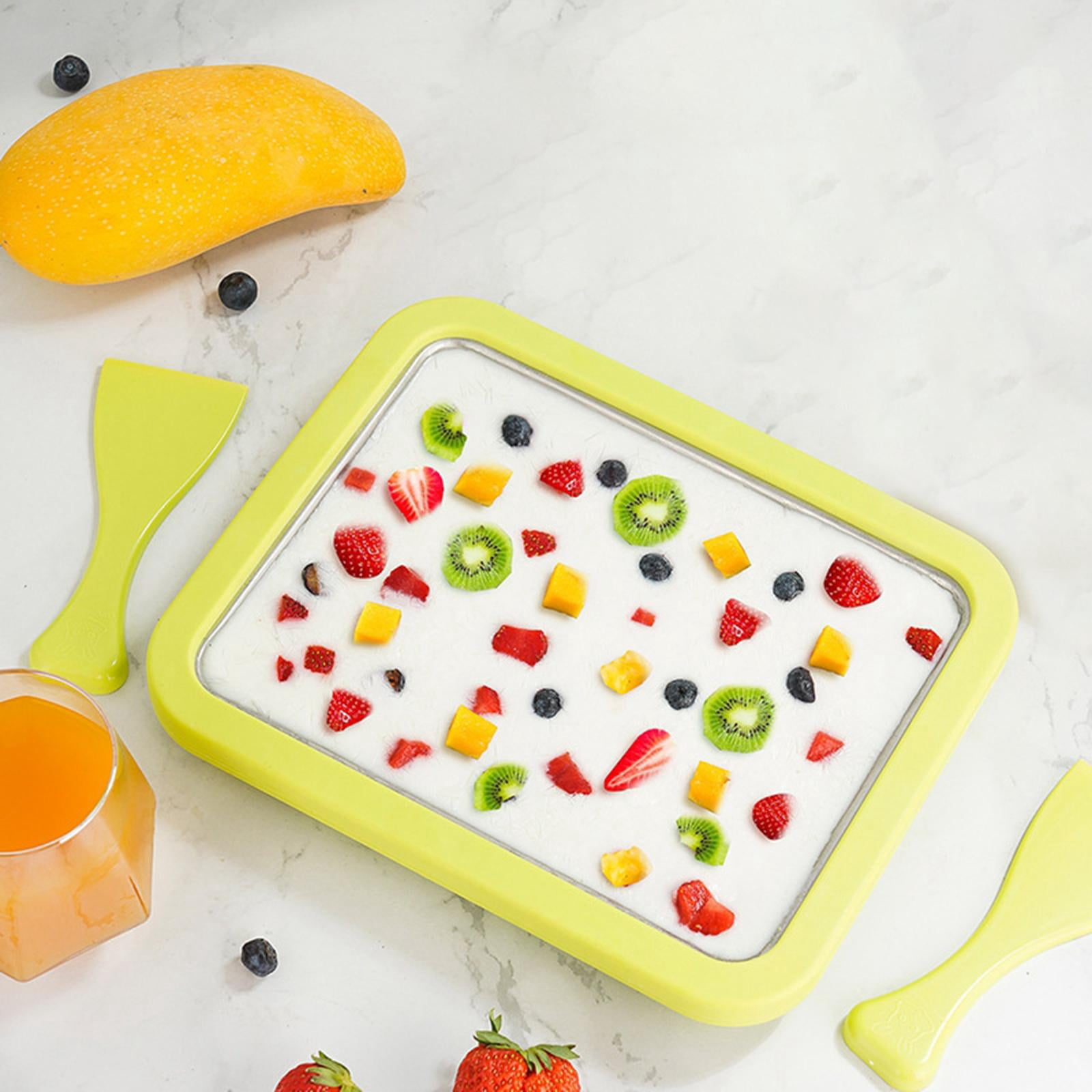 DIY Ice Cream Maker Roller Pan with 2 Scrapers Kitchen Utensils for ...