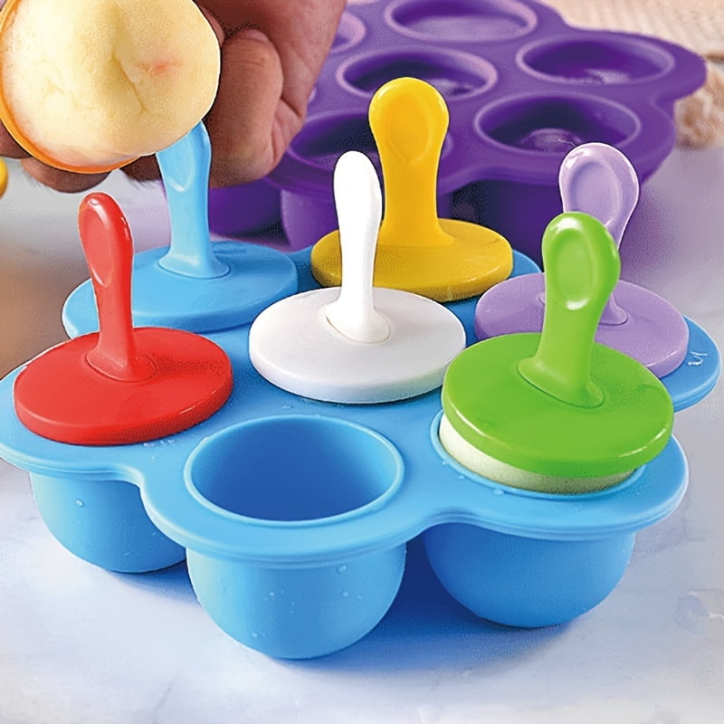 DIY Ice Cream Pops Silicone Mold Ice Cream Ball Maker 7 Holes Popsicles ...