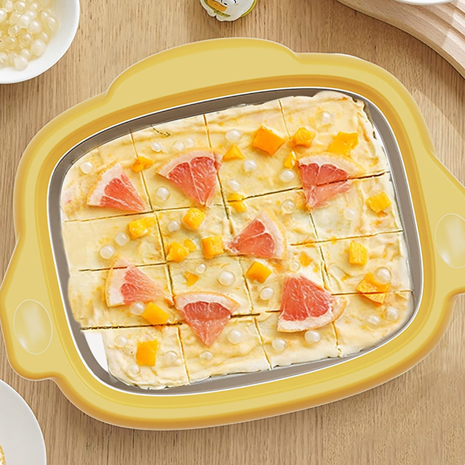 DIY Instant Ice Cream Maker, Stainless Steel Rolled Ice Cream Tray with ...