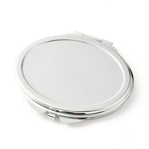 DIY Iron Cosmetic Mirrors for Epoxy Resin DIY Oval Stainless Steel color 6.4x7.15x0.8cm Hole: 1 ...