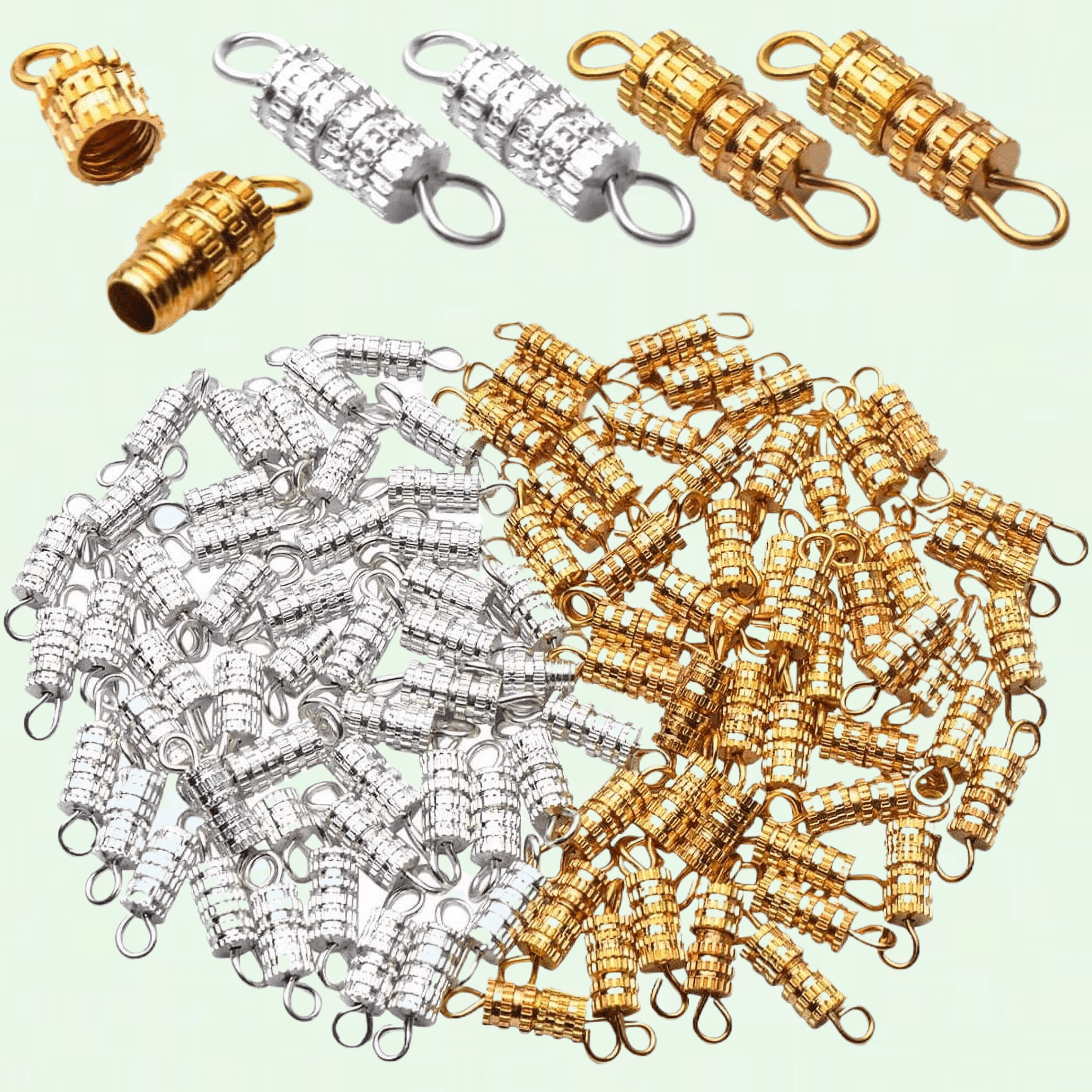 DIY Jewelry Making: 100pcs Golden Silver Barrel Screw Clasp Connector ...