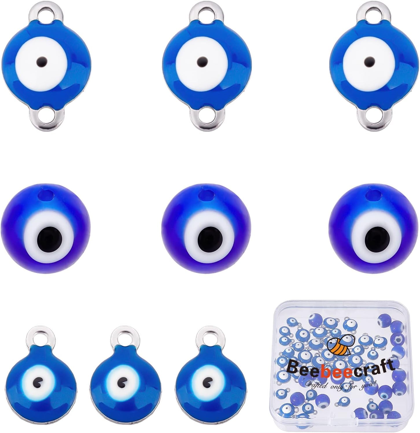 DIY Jewelry Making Finding Kit Including Evil Eye Lampwork Round Bead ...