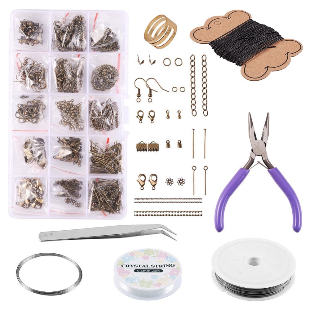 DIY Jewelry Set Kits with Metal Jewelry Findings Waxed Cotton Cord ...