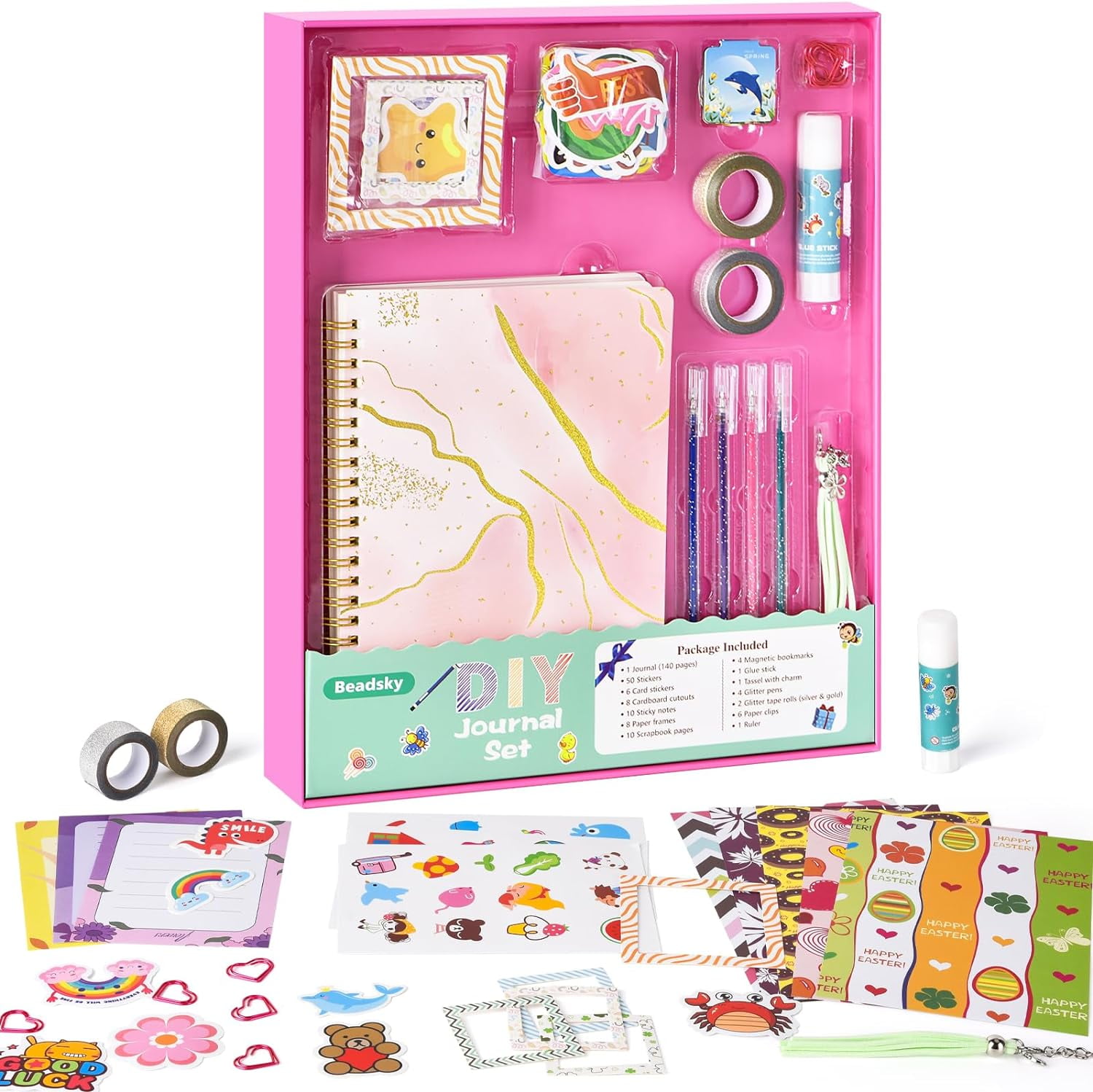 DIY Journal Set for Girls - Art & Scrapbook Kit w/Diary, Perfect ...