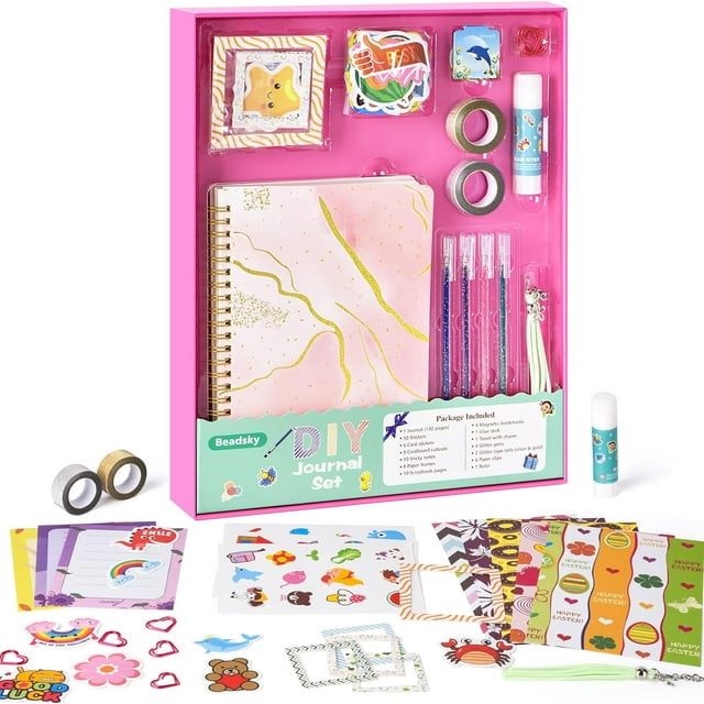 DIY Journal Set for Girls - Art & Scrapbook Kit w/Diary, Perfect ...