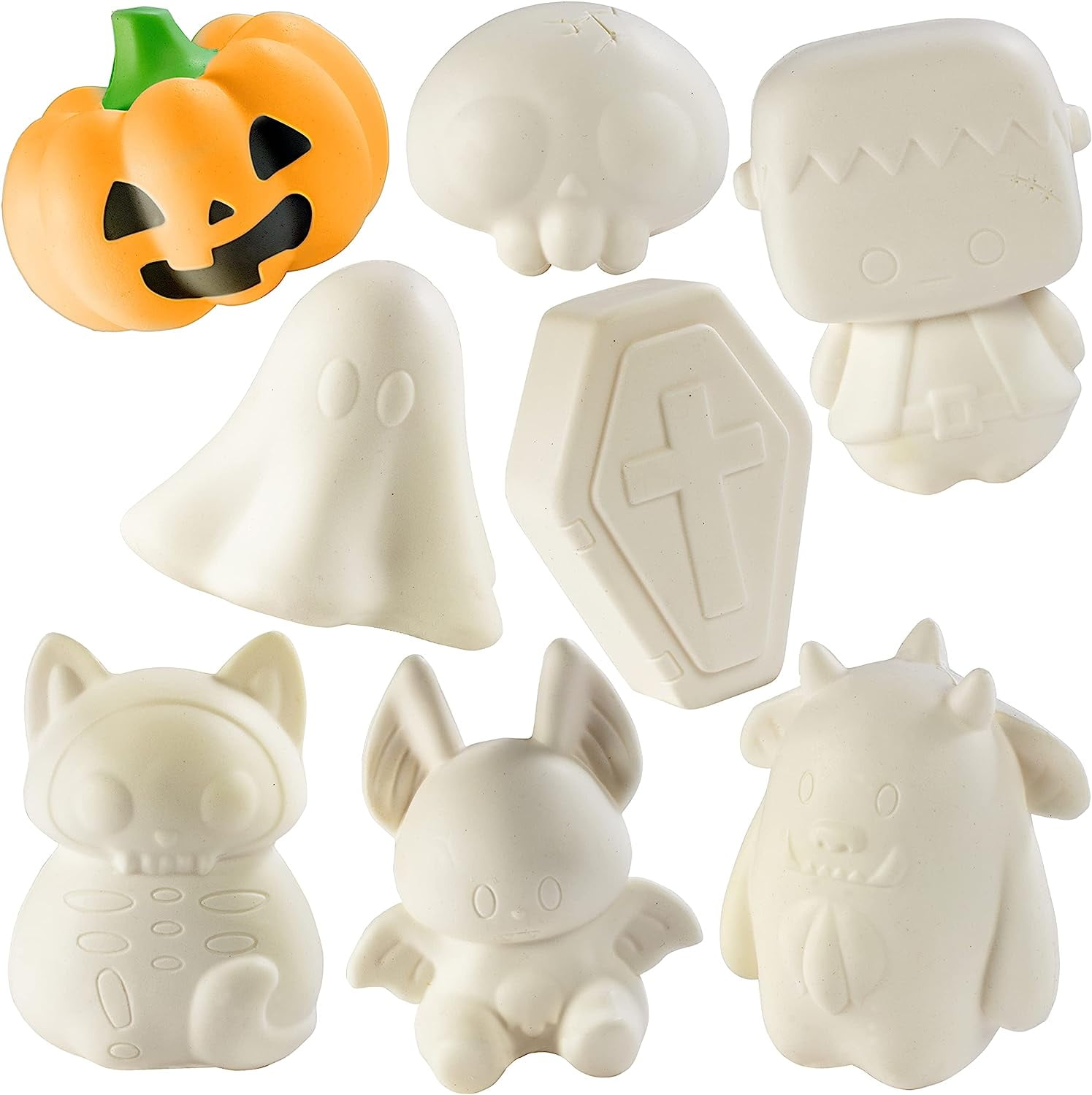 iDIY Jumbo Squishies (8 Spooky Shapes)-White Kawaii Scented Slow Rising ...