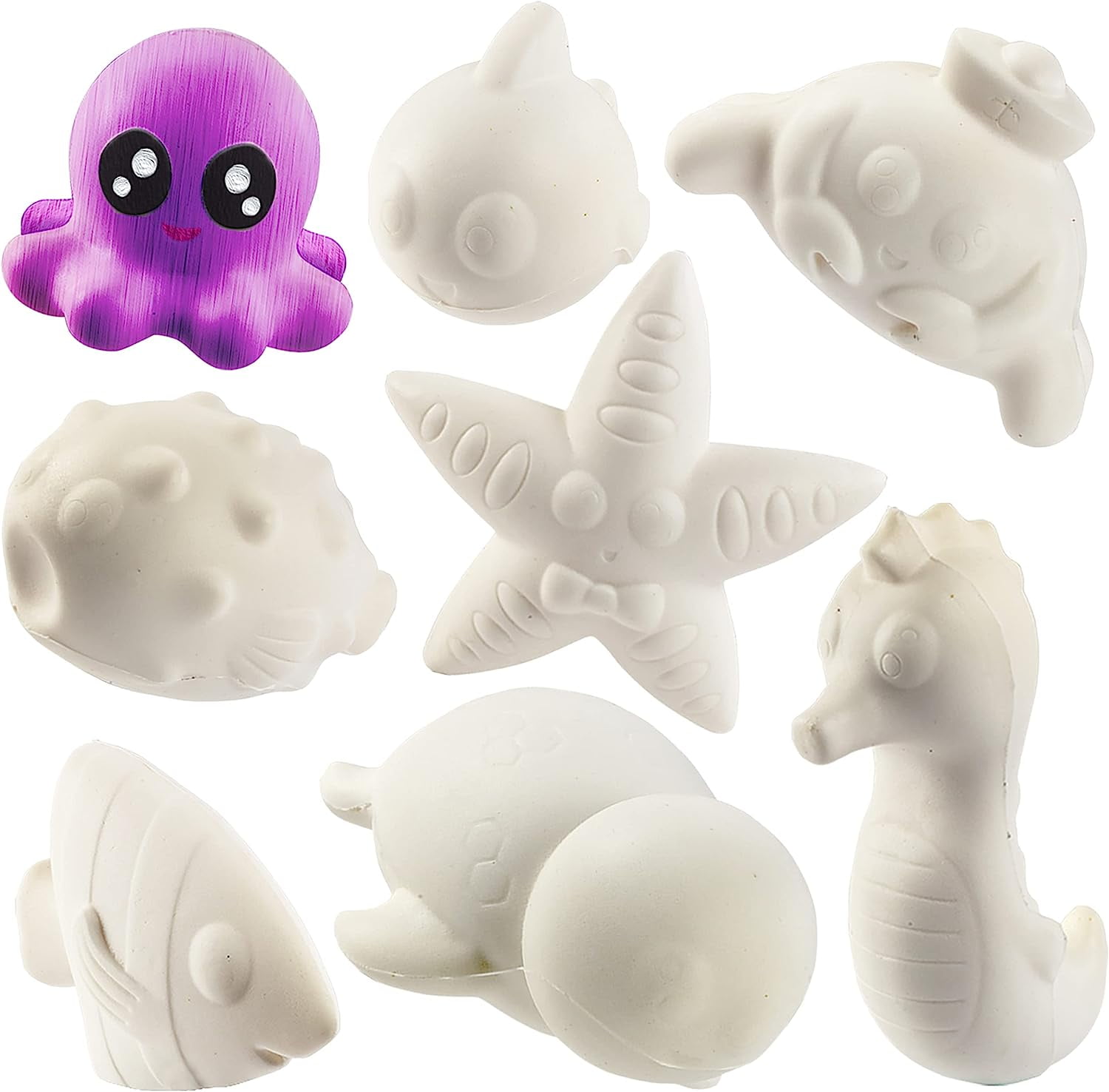 DIY Jumbo Ocean Pals Squishies (8 Unique Sea Animals)-White Kawaii ...