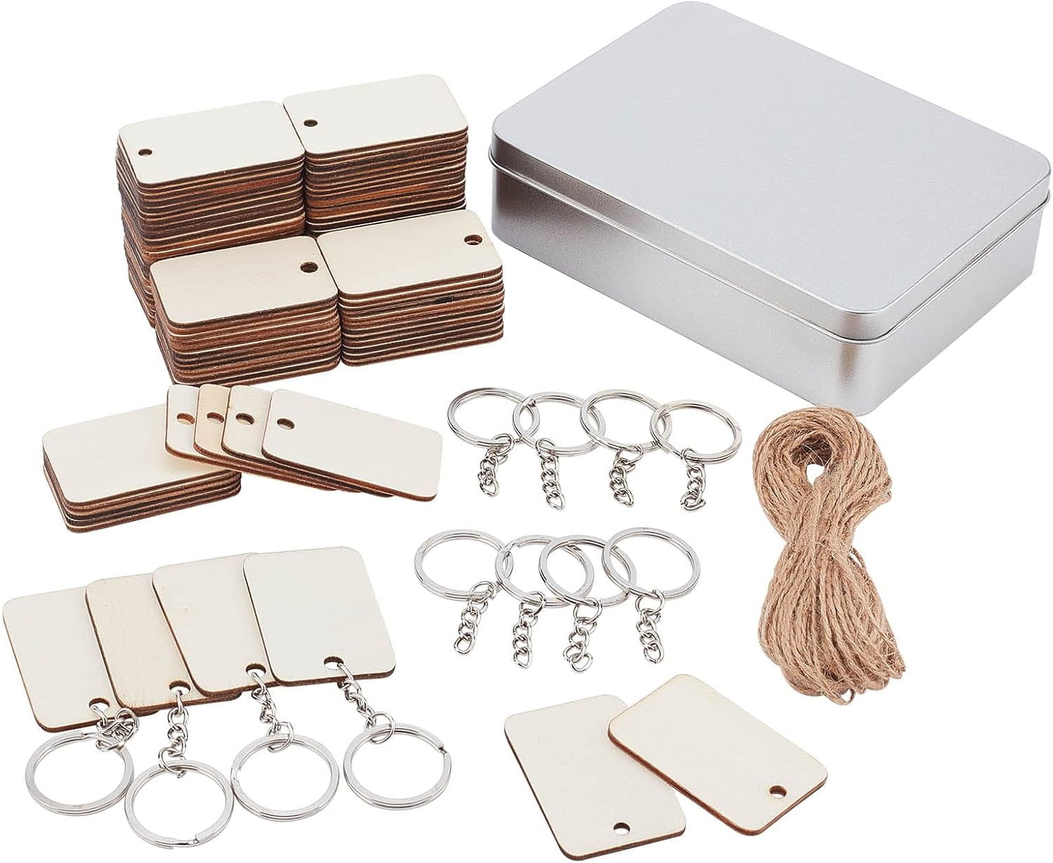 DIY Key Chain Making Kits Including Hemp Cord Iron Split Key Rings and ...