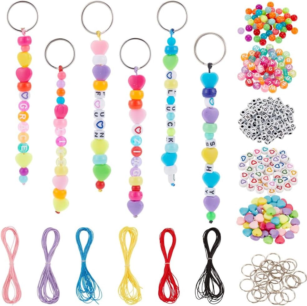 DIY Keychain Kits Including Acrylic Beads Brass Jump Rings Iron Split ...