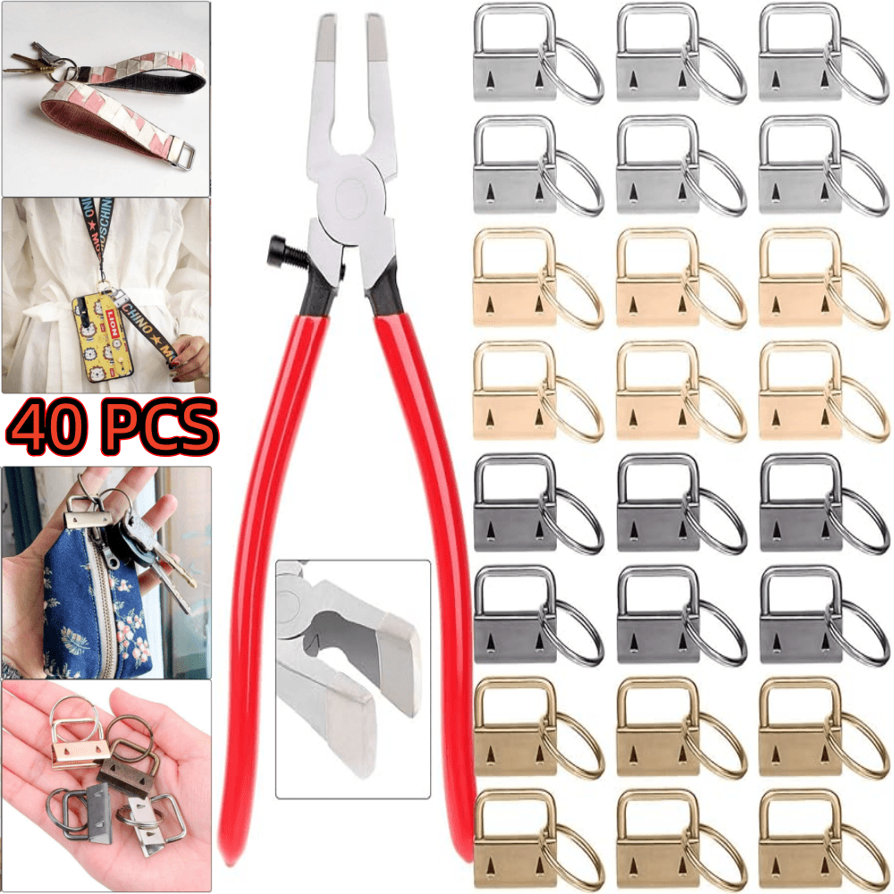 DIY Keychain Making Kit - 40 Key Fob Loops with Key Rings & Crimping ...