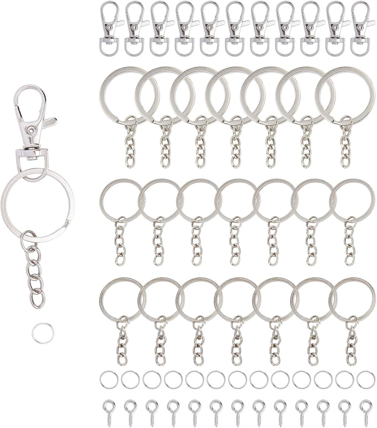 DIY Keychain Making Kit 50 pcs Swivel Lanyard Snap Hooks Lobster Claw ...