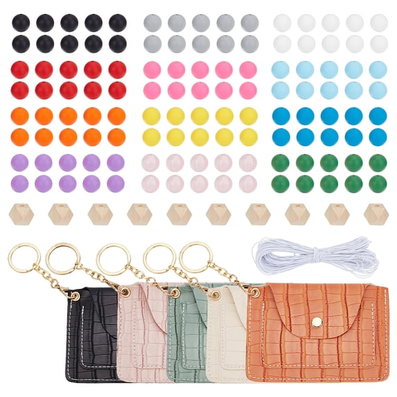DIY Keychain Making Kit Including PU Leather Wallets Charms with Iron ...